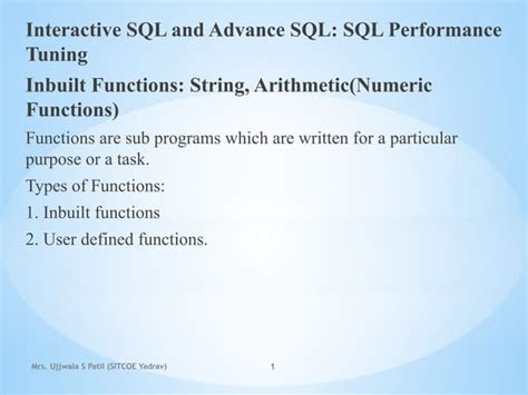 Interactive Sql And Advance Sql Sql Performance Tuningpptx