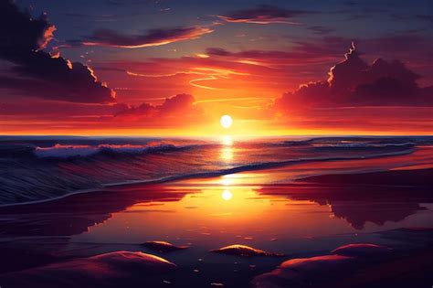 Premium Ai Image Beautiful Sunrise Over The Sea Generative Ai