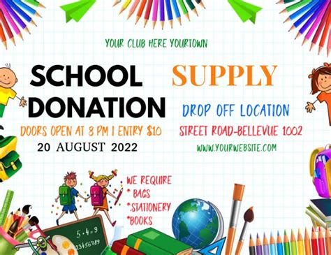 School Supply Donations Template Postermywall