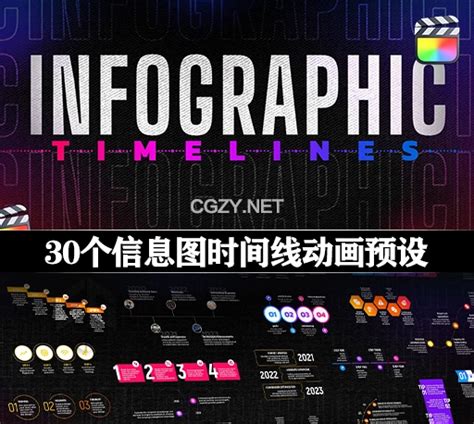FCPX插件 30个企业信息图时间线展示动画预设 Infographic Timelines CG资源网