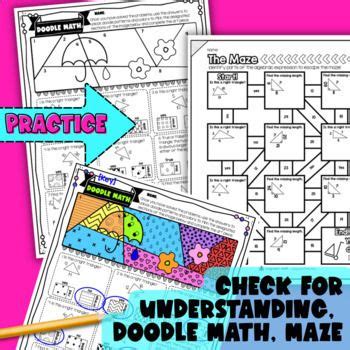 The Pythagorean Theorem Guided Notes With Doodles Legs Hypotenuse Right Triangle Congruent Math