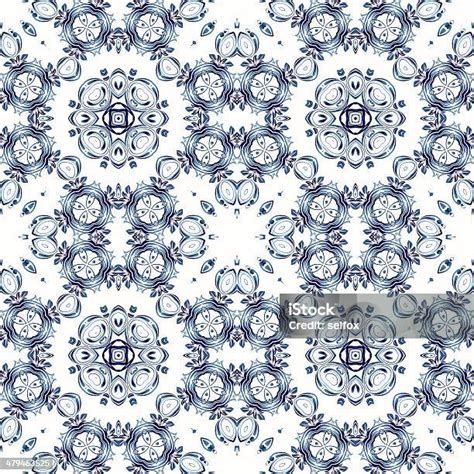 Seni Dekoratif Pola Geometris Ilustrasi Simetris Fraktal Abstrak