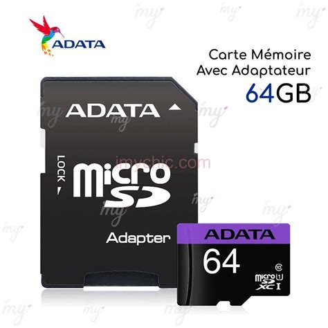 Carte Mémoire Avec Adaptateur Adata Ausdx64guicl10a1 Ra1 Imychic