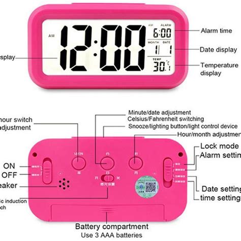 Digital Table Alarm Clock With Time Date Light Tempurate Function