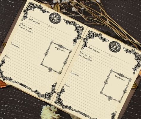 A5 Printable Spell Template Book Of Shadows Page Digital Etsy Uk