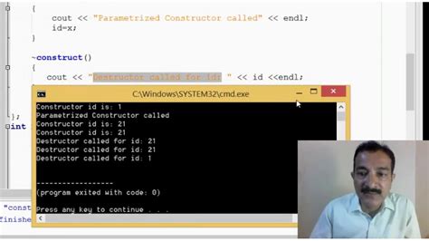 C Destructor Example Program Youtube