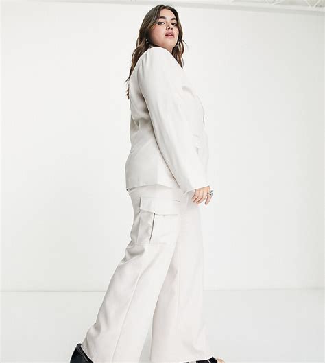 Extro Vert Plus Super Wide Leg Cargo Pants In Ecru ShopStyle