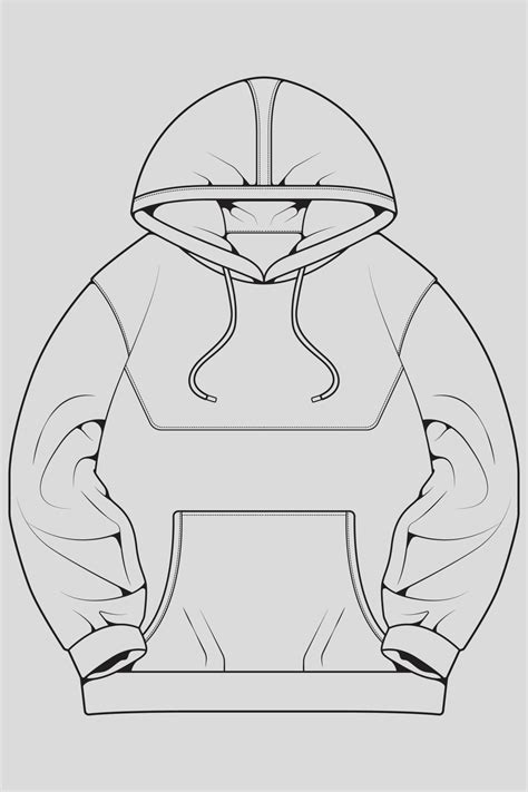 Hoodie Oversized Outline Drawing Vector Hoodie Oversized In A Sketch