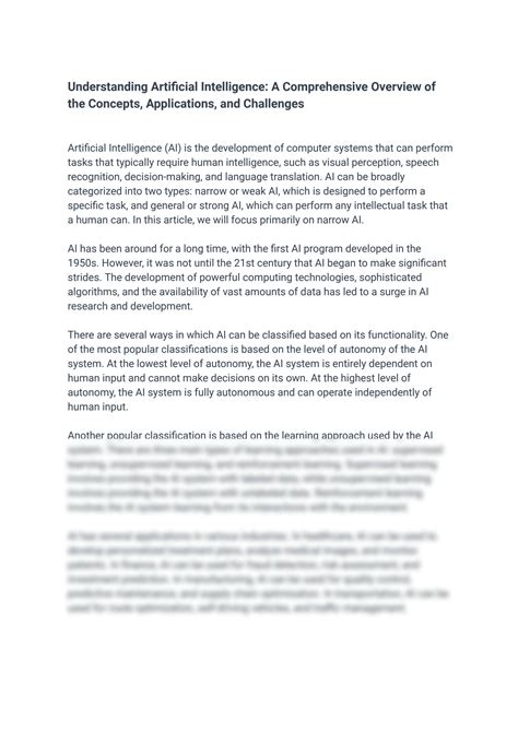 SOLUTION: Understanding artificial intelligence a comprehensive overview of the concepts - Studypool