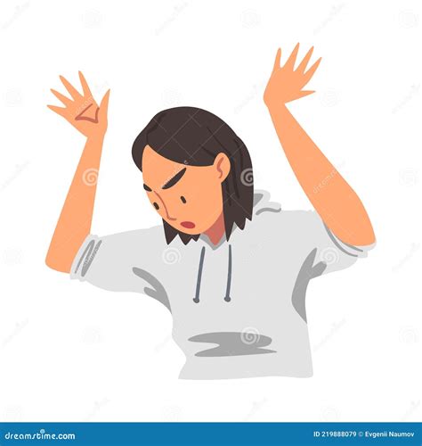 Angry Woman Raising Her Arms Up Person Expressing Disagreement Or