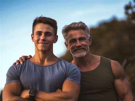Un Hermoso Retrato De Padre E Hijo Celebrando El Día Del Padre