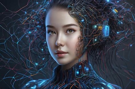 Premium Photo Technology Girl Is A Female Body Robot Generated Ai