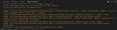 Debugger Reports Incorrect Target Process Exit Code On Linuxmac · Issue 3084 · Dotnetvscode