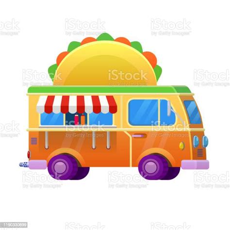 食品卡車傳統的墨西哥塔科車輛圖示向量插圖卡通風格向量圖形及更多墨西哥捲餅圖片 墨西哥捲餅 貨車 交通方式 Istock