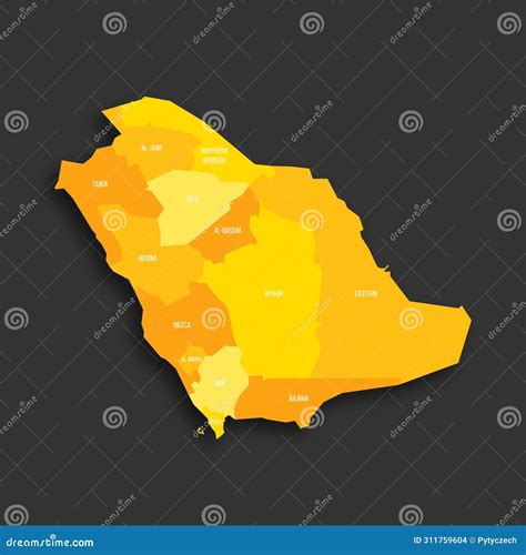 Saudi Arabia Political Map Of Administrative Divisions Stock Vector