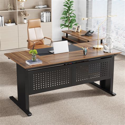 Tribesigns L Shaped Desk 63 Computer Executive Desk With File Cabinet