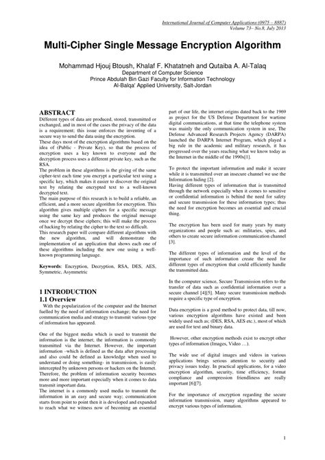 Pdf Multi Cipher Single Message Encryption Algorithm