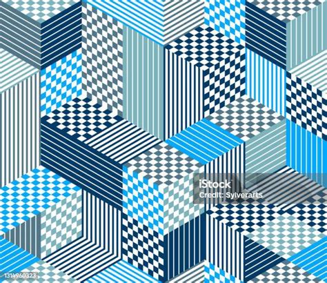 원활한 큐브 벡터 배경 마름모및 삼각형 상자는 타일 패턴 3d 아키텍처 및 구성 기하학적 디자인을 반복합니다 육각형에 대한 스톡 벡터 아트 및 기타 이미지 Istock