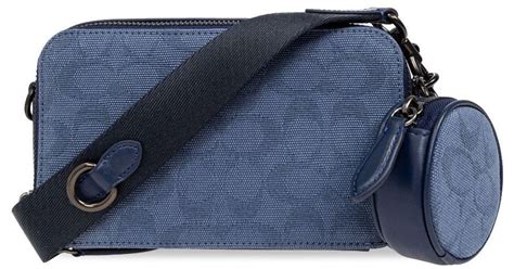 Coach Logo Printed Zipped Shoulder Bag In Blue For Men Lyst