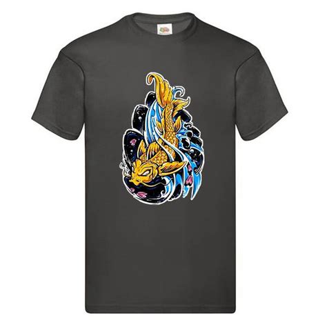 tee shirt personnalisé manches courtes gris coton g motif carpe