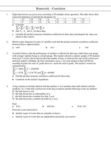 s1 hw correlation without coding teaching resources