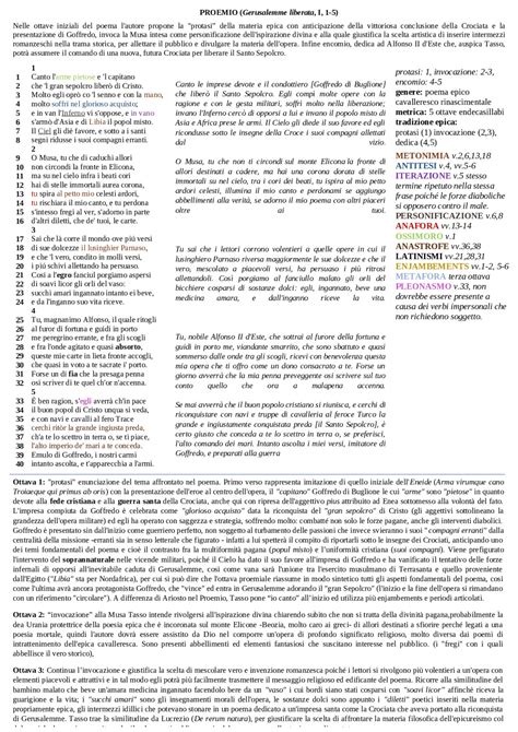 Torquato Tasso Proemio Appunti Di Italiano Docsity