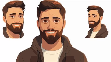 Young Man With Beard Cartoon Character Vector Illustration Premium Ai