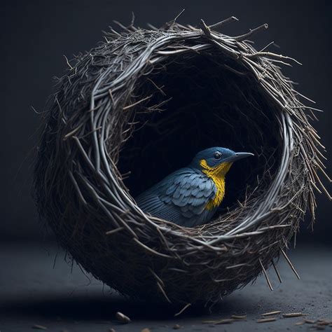 Premium Ai Image Bird Realistic Building Nest