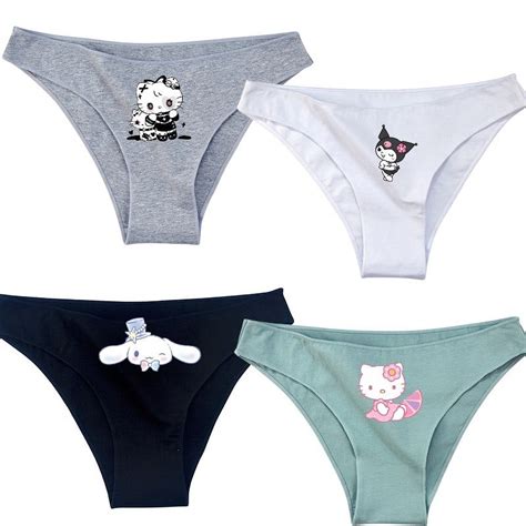 Kawaii Soft Hellokitty Briefs For Women Anime Kuromi Melody Pure Cotton Elastic Underwear Y2k