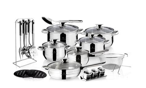 Batterie de cuisine 27 pièces en acier inoxydable Groupon
