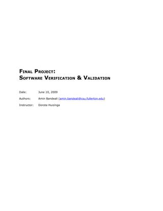 SOFTWARE VERIFICATION VALIDATION PDF