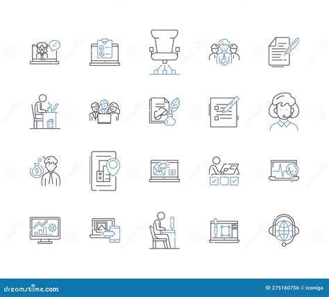 Digital Workforce Linear Icons Set Automation Robotics Virtuality Collaboration Efficiency