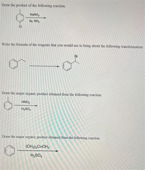 solved draw the product of the following reaction write the