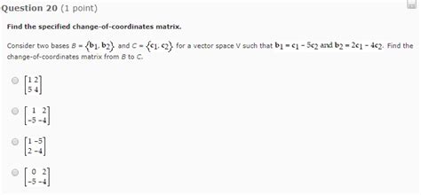 Solved Question 20 1 Point Find The Specified Chegg Com