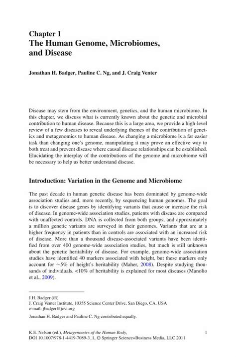 Pdf Chapter 1 The Human Genome Microbiomes And Disease Dokumentips