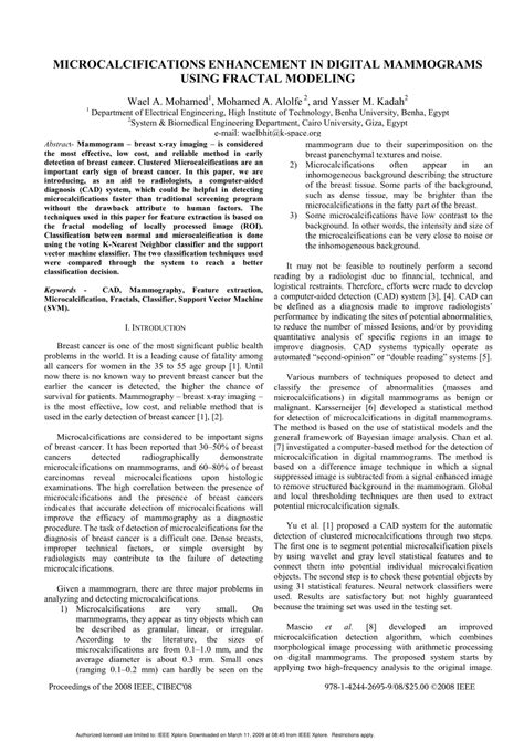 pdf microcalcifications enhancement in digital mammograms using
