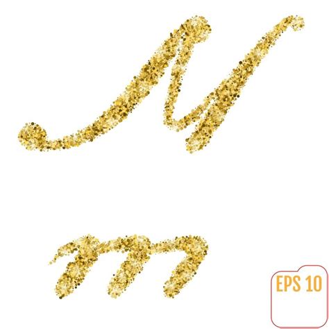 골드 러시 골드 알파벳 문자 M 흰색 배경에 황금 반짝이 문자 M 벡터 골드 알파벳 글꼴 프리미엄 벡터