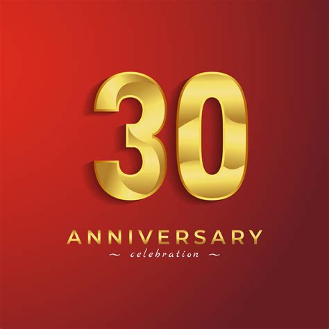 30 Year Anniversary Celebration With Golden Shiny Color For Celebration