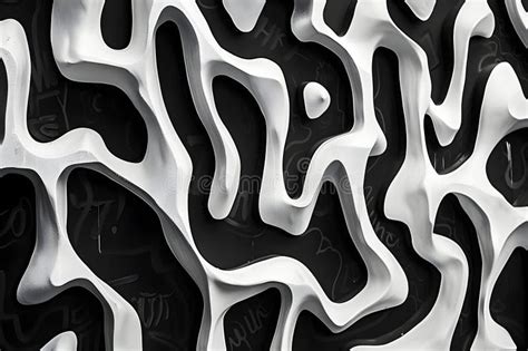 Abstract White And Black Textured Surface With Organic Shapes And Patterns Stock Illustration