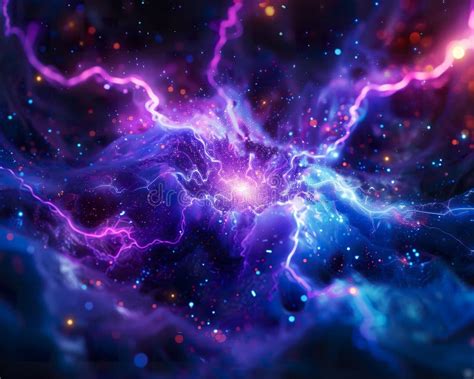 Quantum Computing Core With Electric Blue And Purple Sparks Generative