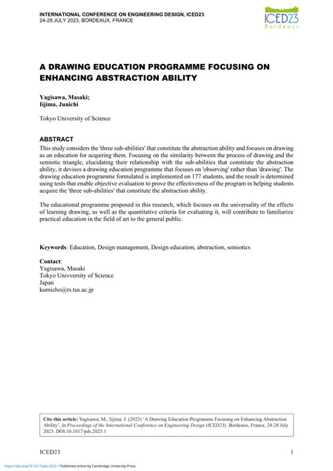 Pdf A Drawing Education Programme Focusing On Enhancing Abstraction