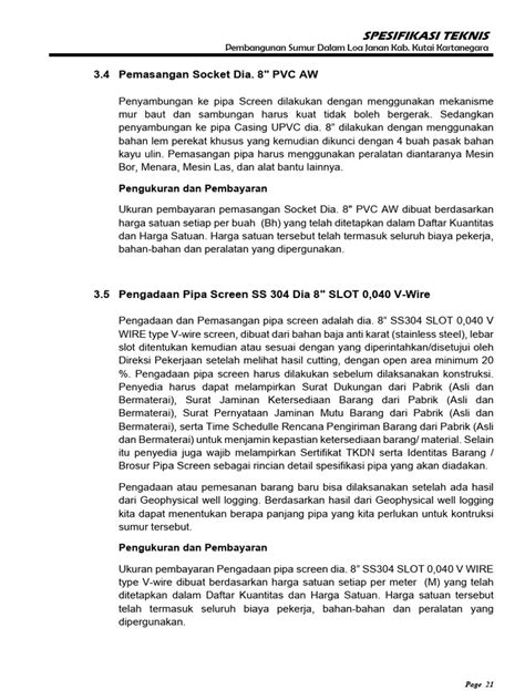 Spesifikasi Teknis Pembangunan Sumur New 22 23 Pdf
