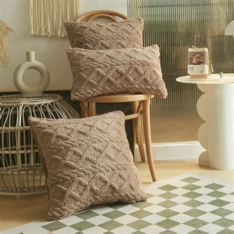 X Xben Faux Fur Throw Pillows Plush Short Wool Velvet Decorative