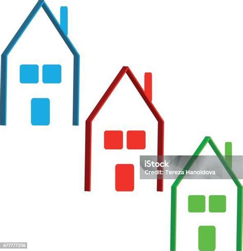 색상 흰색 배경에 고립 된 집입니다 벡터 일러스트입니다 0명에 대한 스톡 벡터 아트 및 기타 이미지 0명 3차원 형태