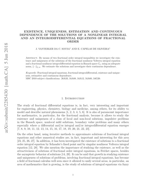 Pdf Existence Uniqueness Estimation And Continuous Dependence Of The Solutions Of A