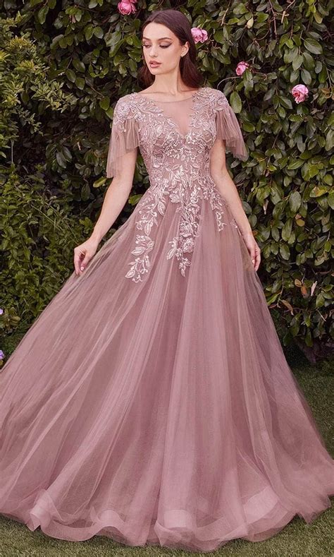 Andrea And Leo A1351 Flutter Sleeve Tulle Evening Gown Formal Prom