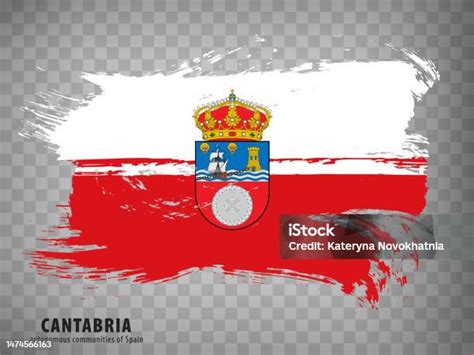 칸타브리아 브러시 스트로크의 국기 웹 사이트 디자인 로고 앱 Ui에 대한 투명한 배경에 제목이있는 Cantabria에 플래그를 지정합니다 스페인 왕국 스톡 벡터입니다