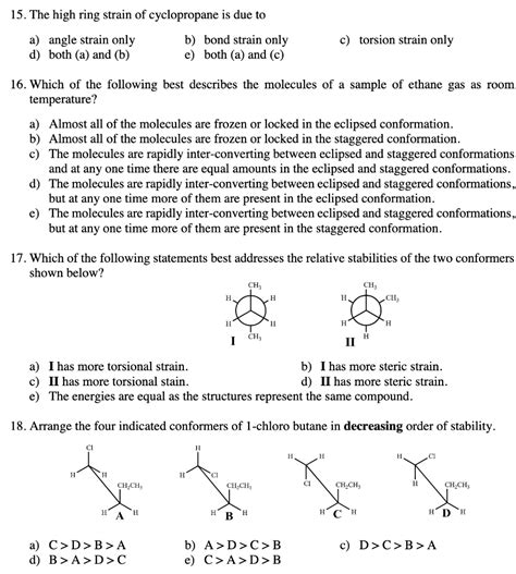 Solved 15 The High Ring Strain Of Cyclopropane Is Due