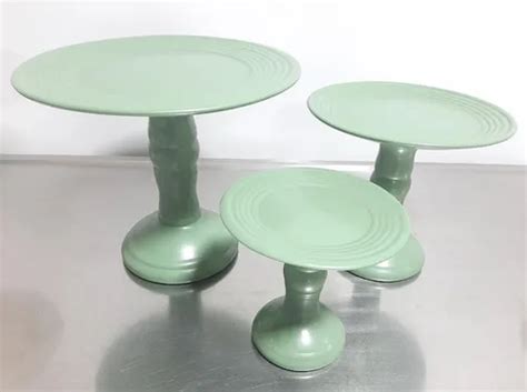 Trio Boleira Cerâmica Kit 3 Boleiras P m g Verde Eucalipto