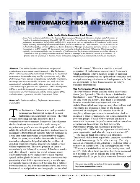 Pdf The Performance Prism In Practice